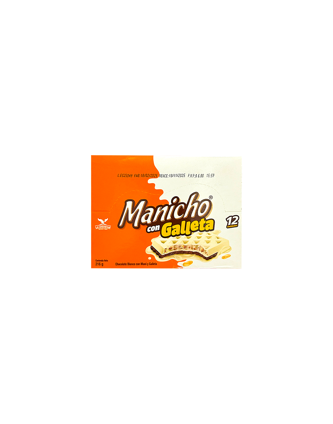 Manicho con Galleta Chocolate Blanco x12